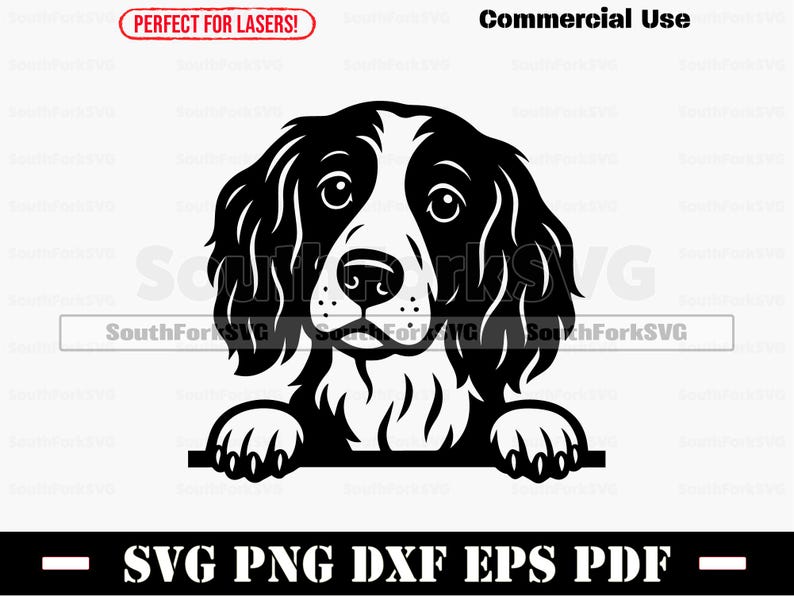 Peeking English Springer Spaniel Dog Svg Png Dxf Eps Pdf | Vector ...