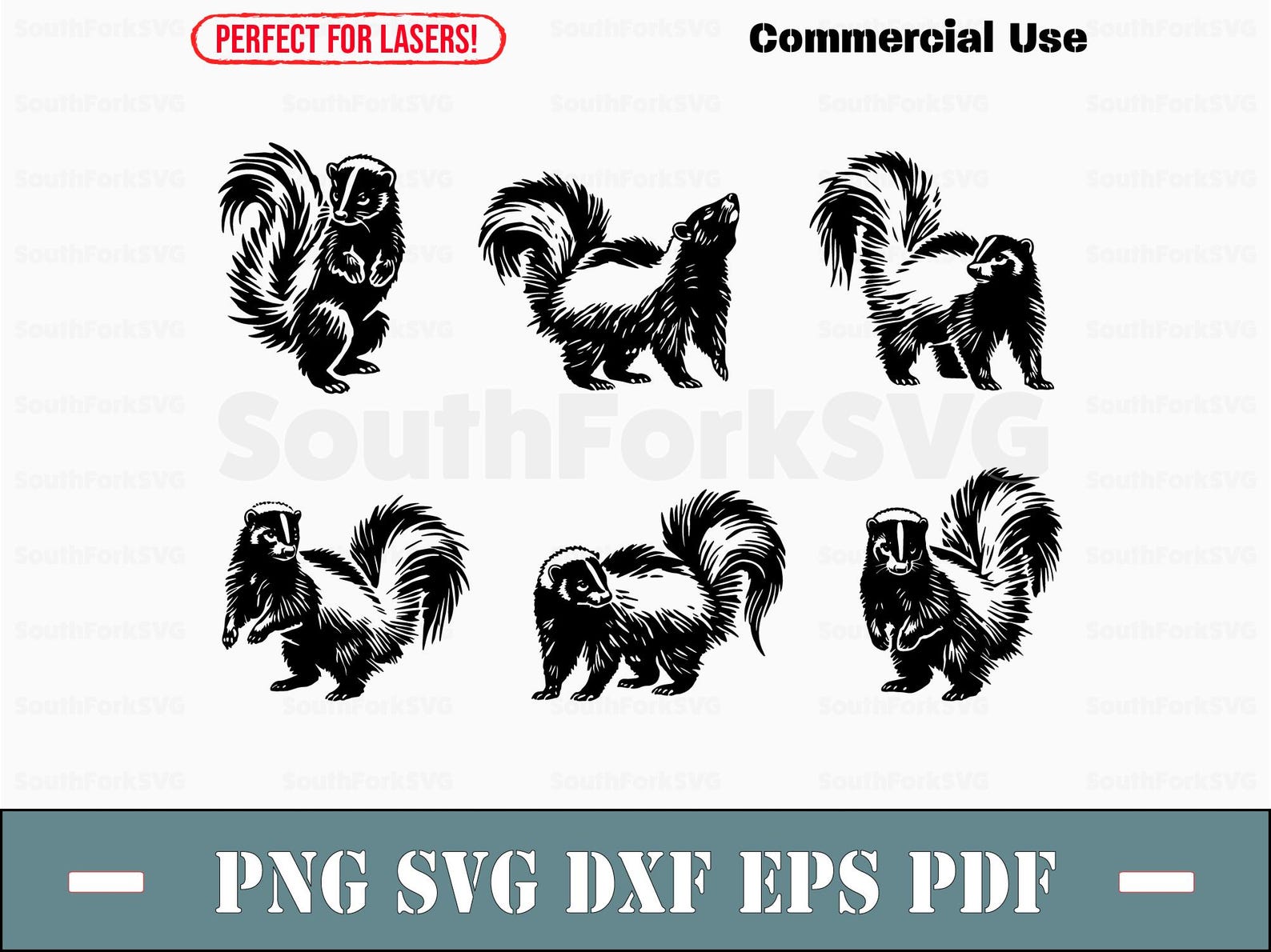 Skunk SVG Bundle Svg Png Dxf Eps Pdf | Graphic Cut Print Dye Sub Laser ...