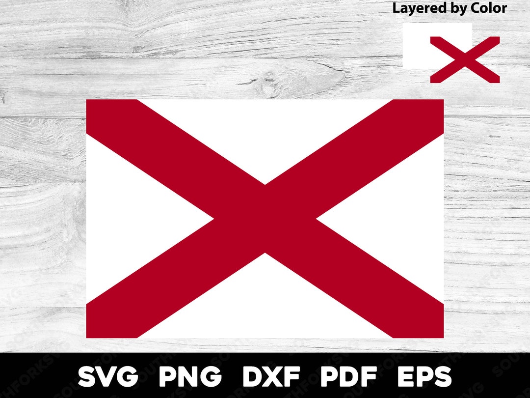 Alabama State Flag | Svg Png Dxf Eps Pdf | Layered by Color Vector ...