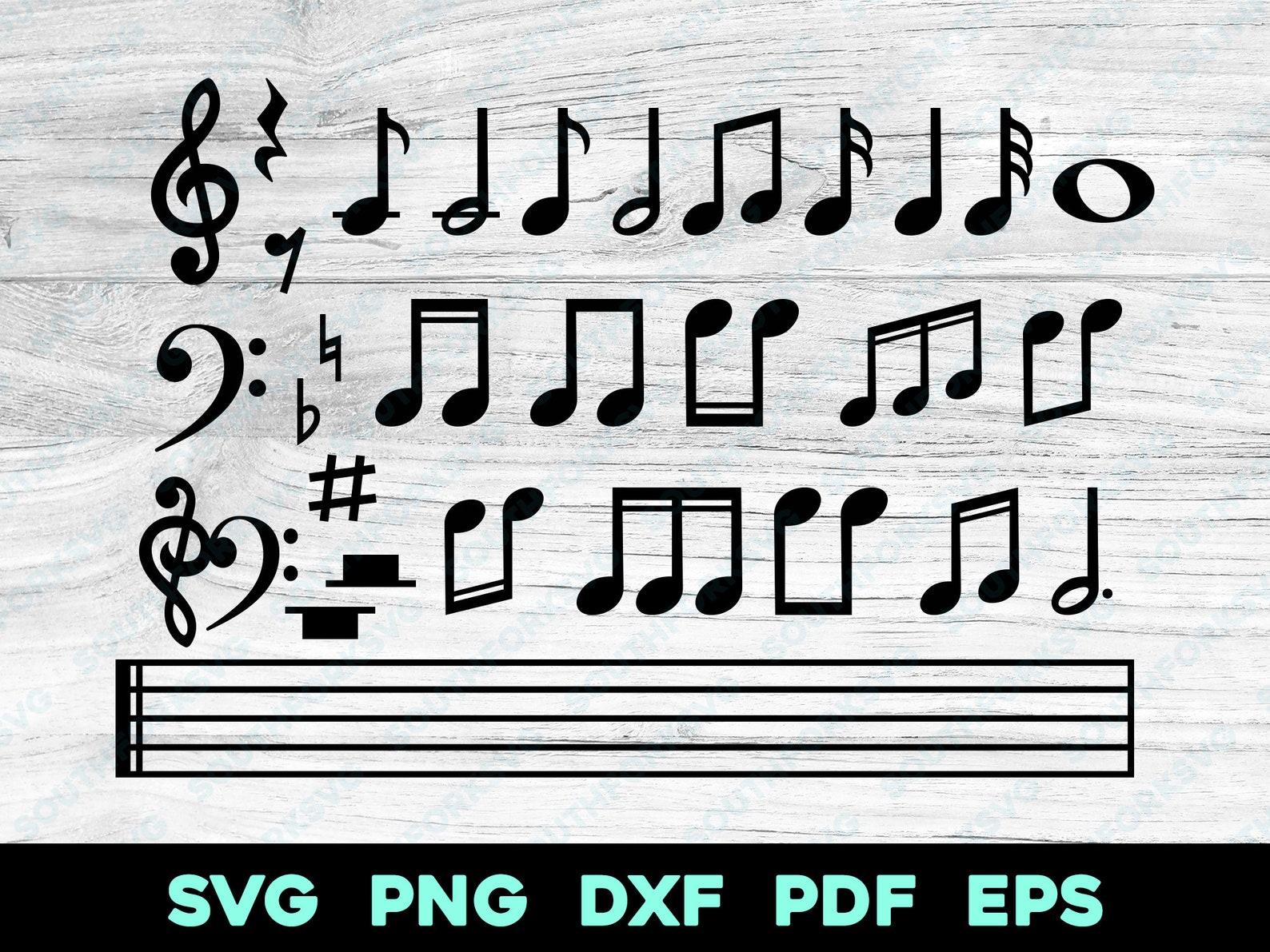 Music Notes Bundle | Svg Png Dxf Eps Pdf | Music, Band Vector Graphic ...