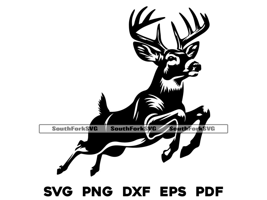 White Tailed Deer Jumping Design Svg Png Dxf Eps Pdf Laser Cnc Vinyl ...
