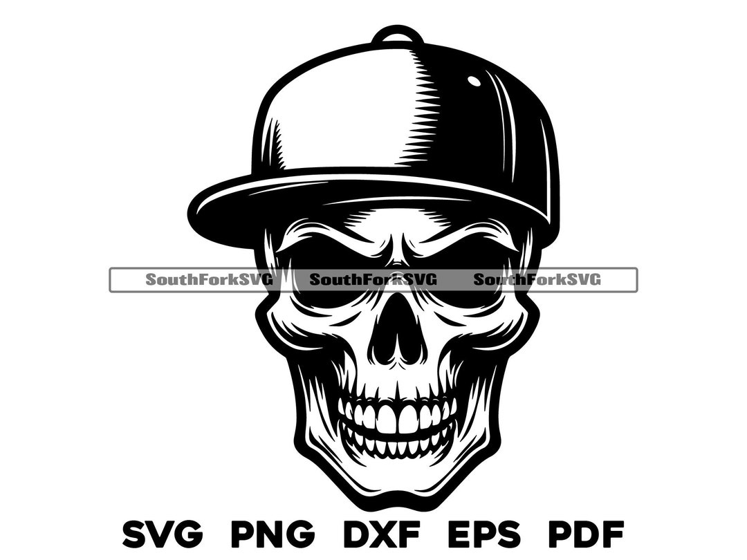 Skull in Baseball Hat Design | Svg Png Dxf Eps Pdf | Vector Graphic ...