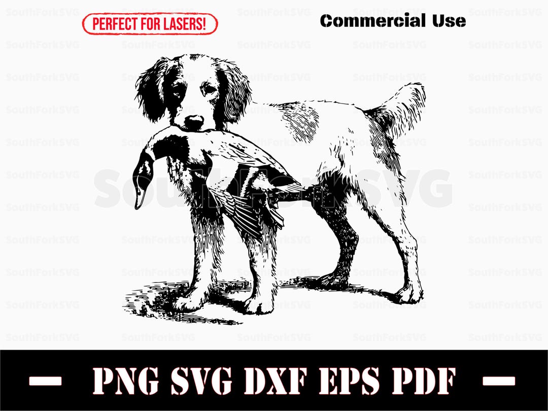 Brittany Spaniel Bird Dog With Duck Svg Png Dxf Eps Pdf | Vector ...