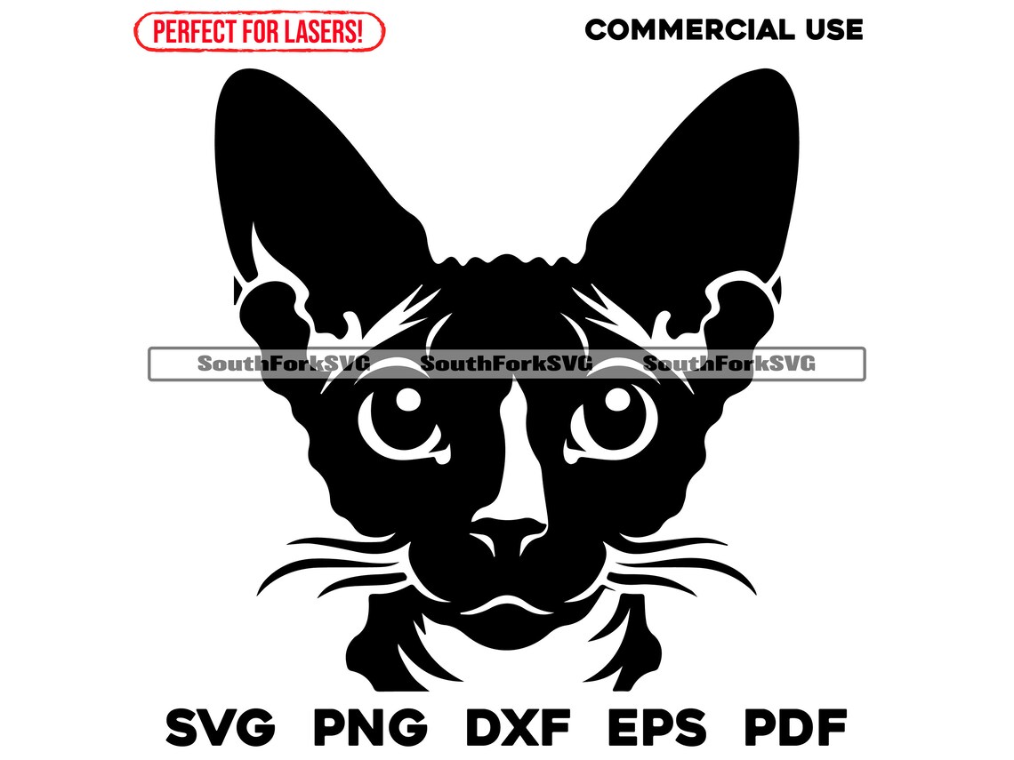 Cornish Rex Cat Head Design | Svg Png Dxf Eps Pdf | Vector Graphic Cut ...
