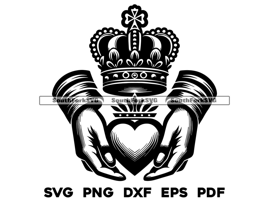 Irish Claddagh Design | Svg Png Dxf Eps Pdf | Vector Graphic Design Cut Print Dye Sub Laser ...