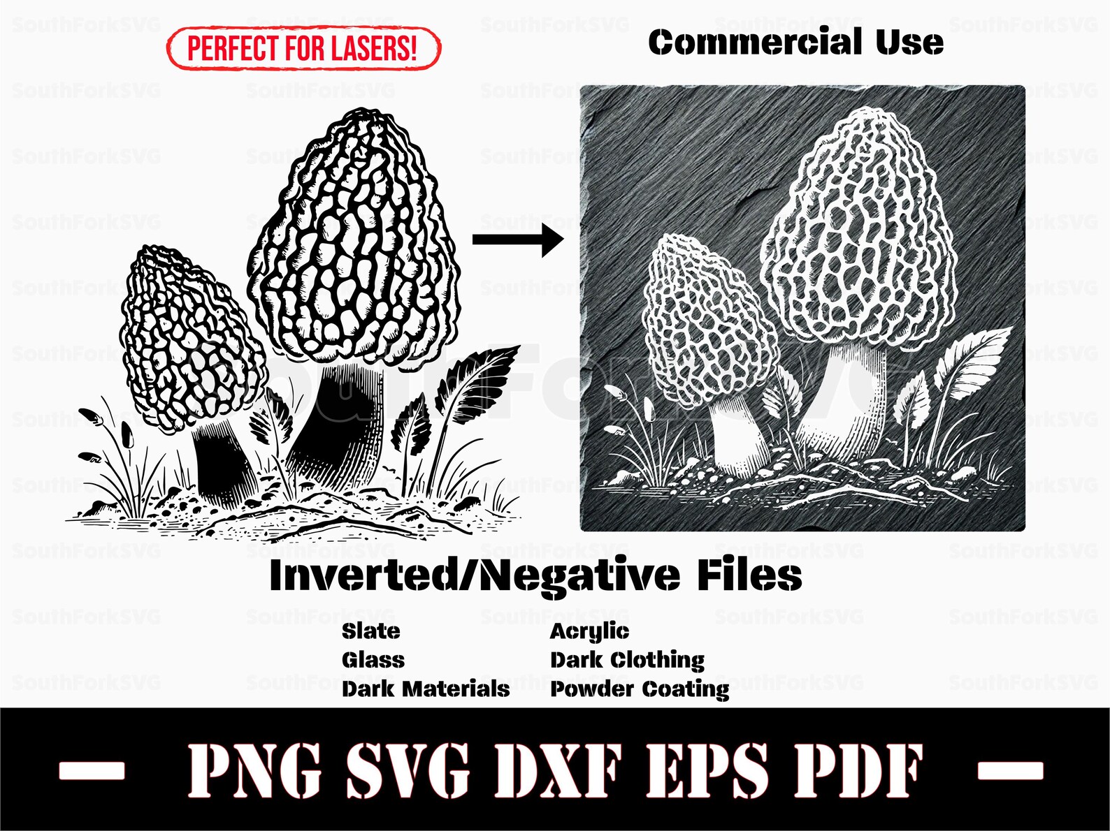 Inverted Morel Mushrooms Svg Png Dxf Eps Pdf Vector Graphic Cut Print ...
