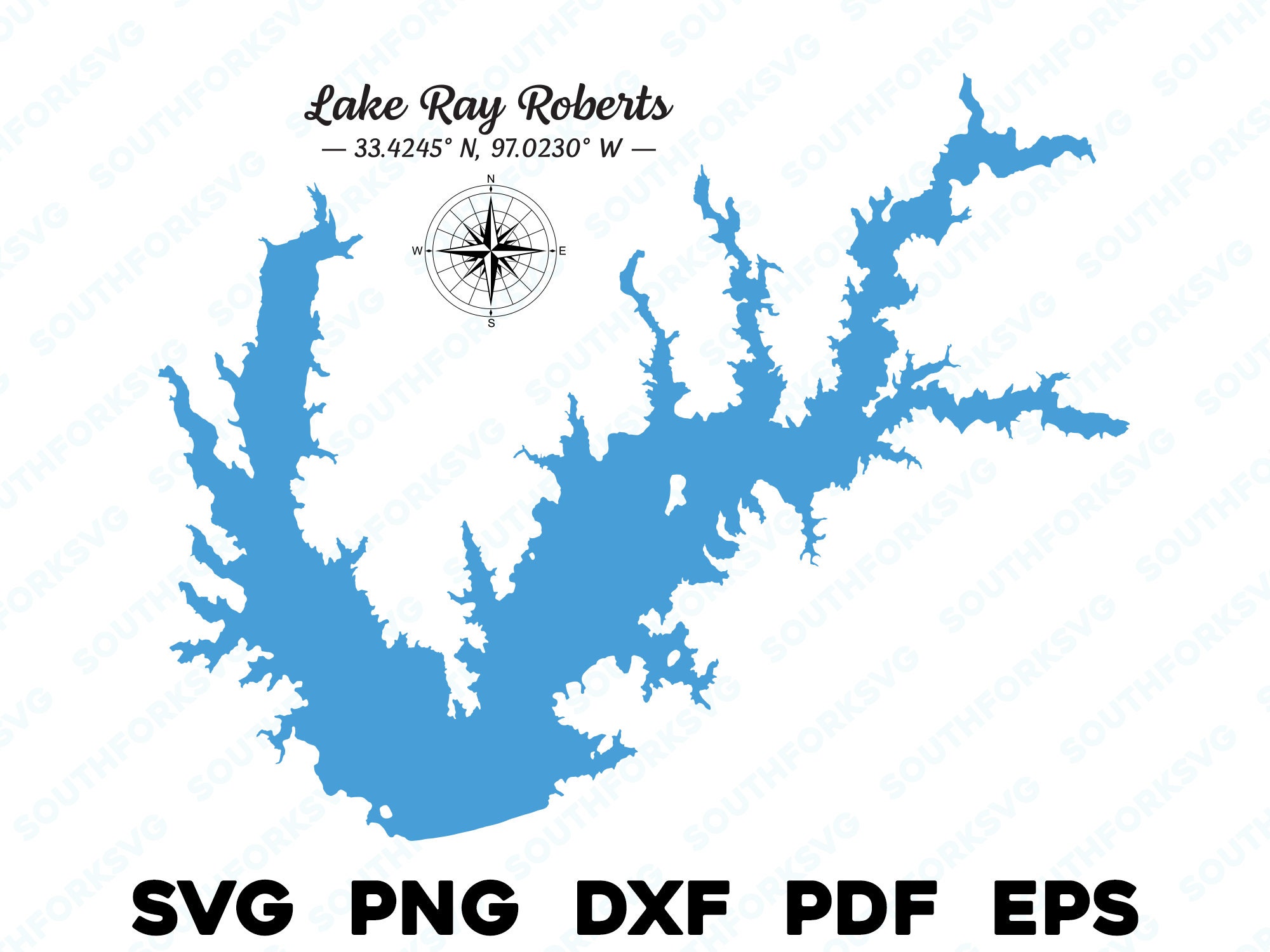 Lake Ray Roberts Texas Map Shape Silhouette Svg Png Dxf Pdf - Etsy