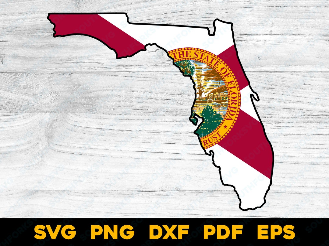 Florida State Shape With Flag 2 | Svg Png Dxf Eps Pdf | Transparent ...