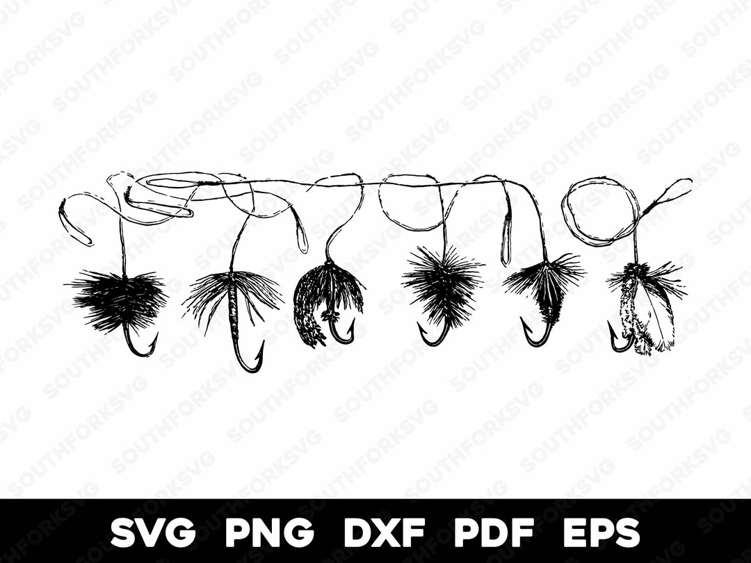 Vintage Distressed Fly Fishing Flies Bundle | Svg Png Dxf Eps Pdf ...