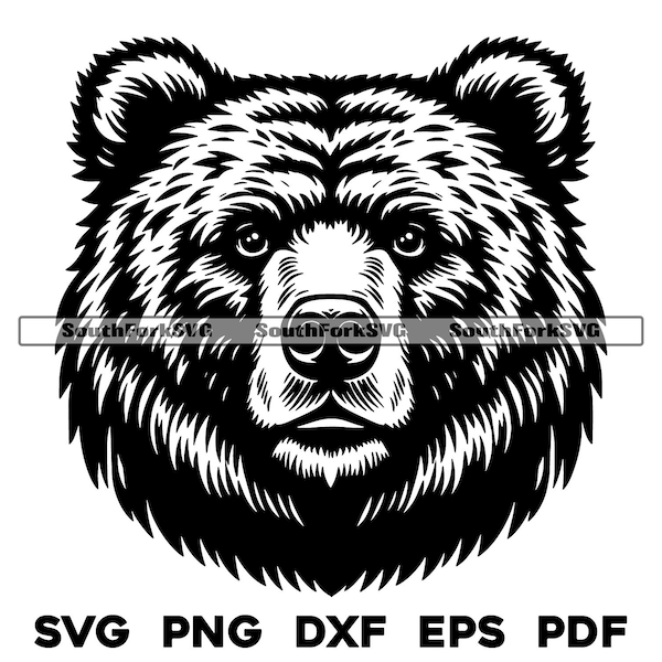 Bear Face Svg - Etsy