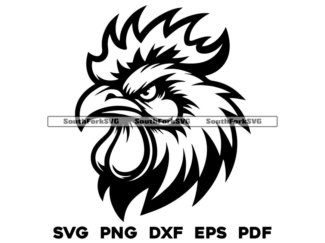 Angry Rooster Head Middle High School Sports Team Mascot Svg Png Dxf ...