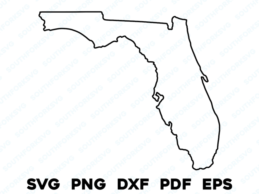 Florida State Shape Outline Map | Svg Png Dxf Eps Pdf | Transparent ...