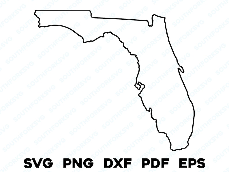 Florida State Shape Outline Map | Svg Png Dxf Eps Pdf | Transparent ...