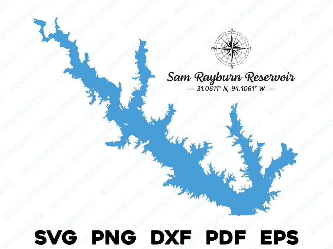 Sam Rayburn Reservoir Texas Map Shape Silhouette Outline Svg Png Dxf ...