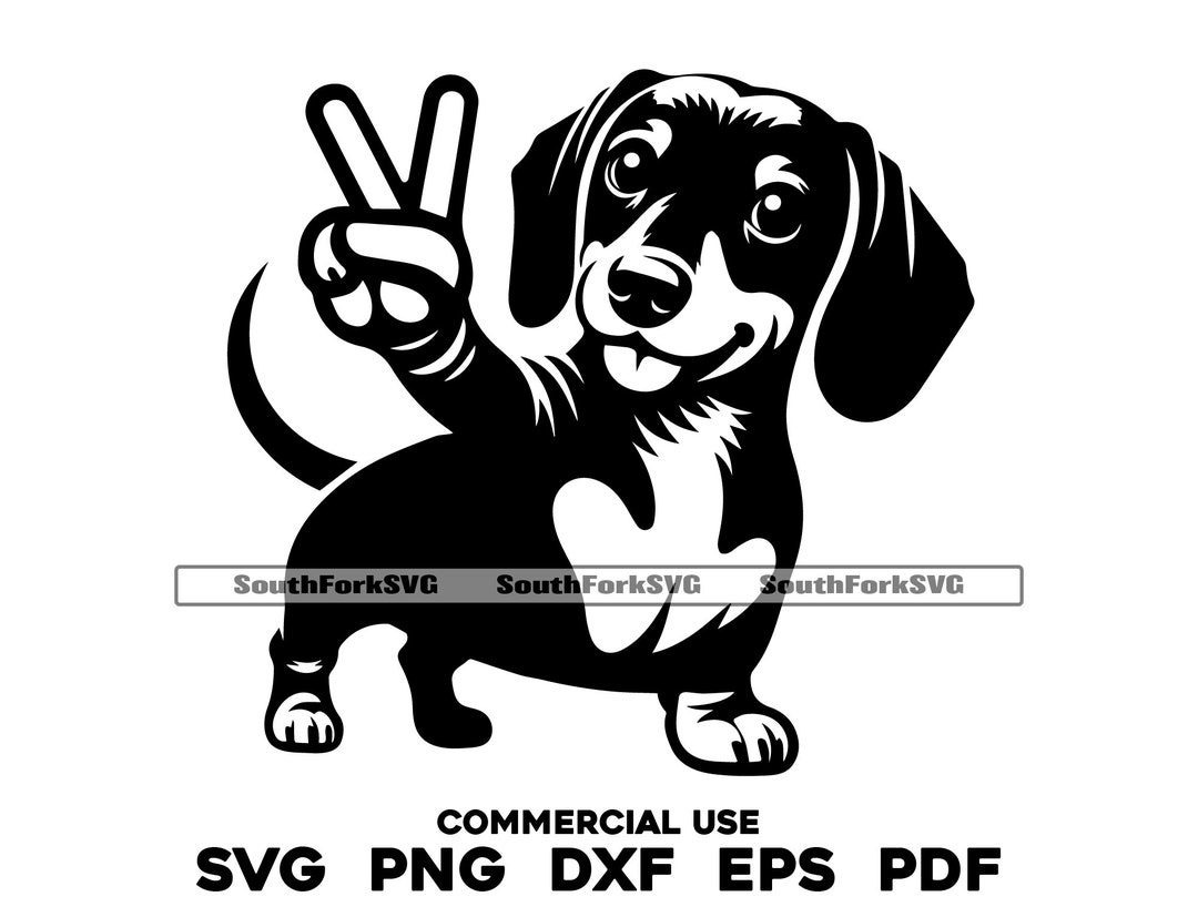 Dachshund Weiner Dog Puppy Peace Sign Svg Png Dxf Eps Pdf Vector ...