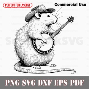Rat Playing Banjo Svg Png Dxf Eps Pdf | Laser Engrave Cut Print Files ...