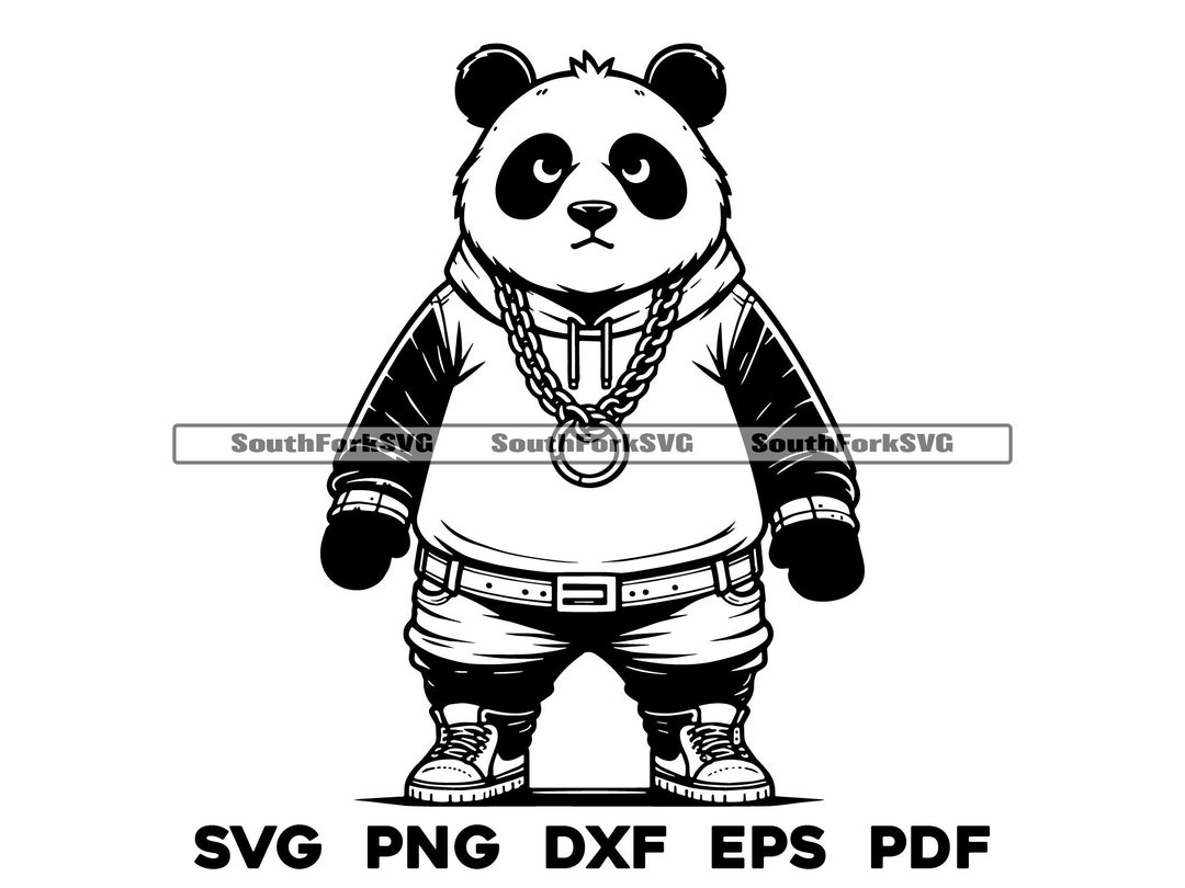 Gangster Panda Bear Cartoon | Svg Png Dxf Eps Pdf | Laser Cut Print ...