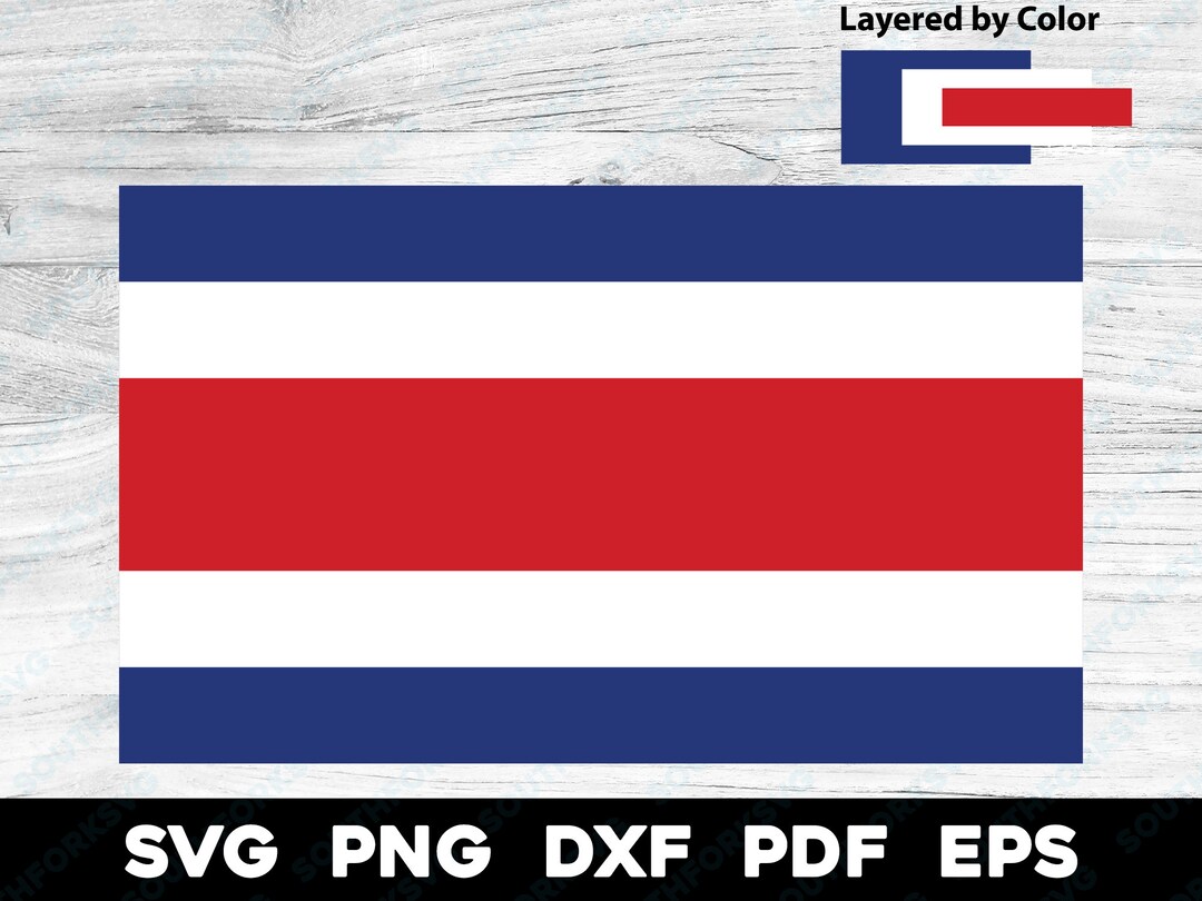 Costa Rica National Flag Layered by Color Svg Png Dxf Vector Graphic ...