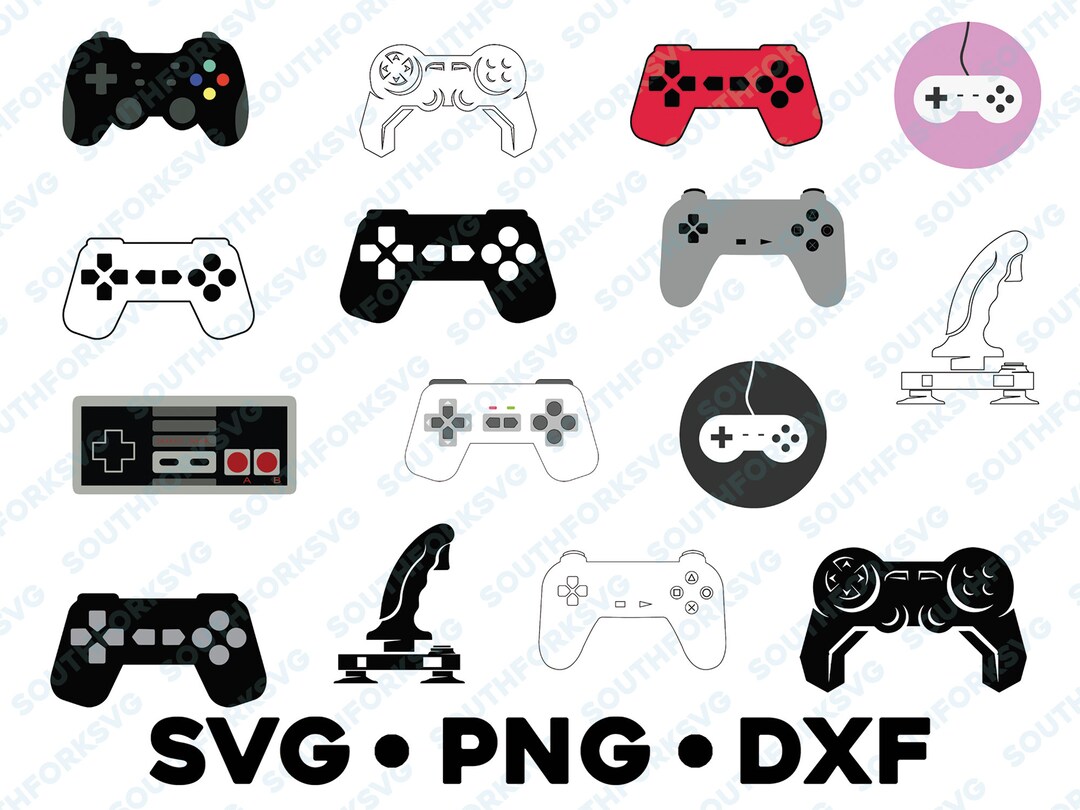 Video Game Controller Bundle SVG PNG DXF Joystick Gamepad Layered ...