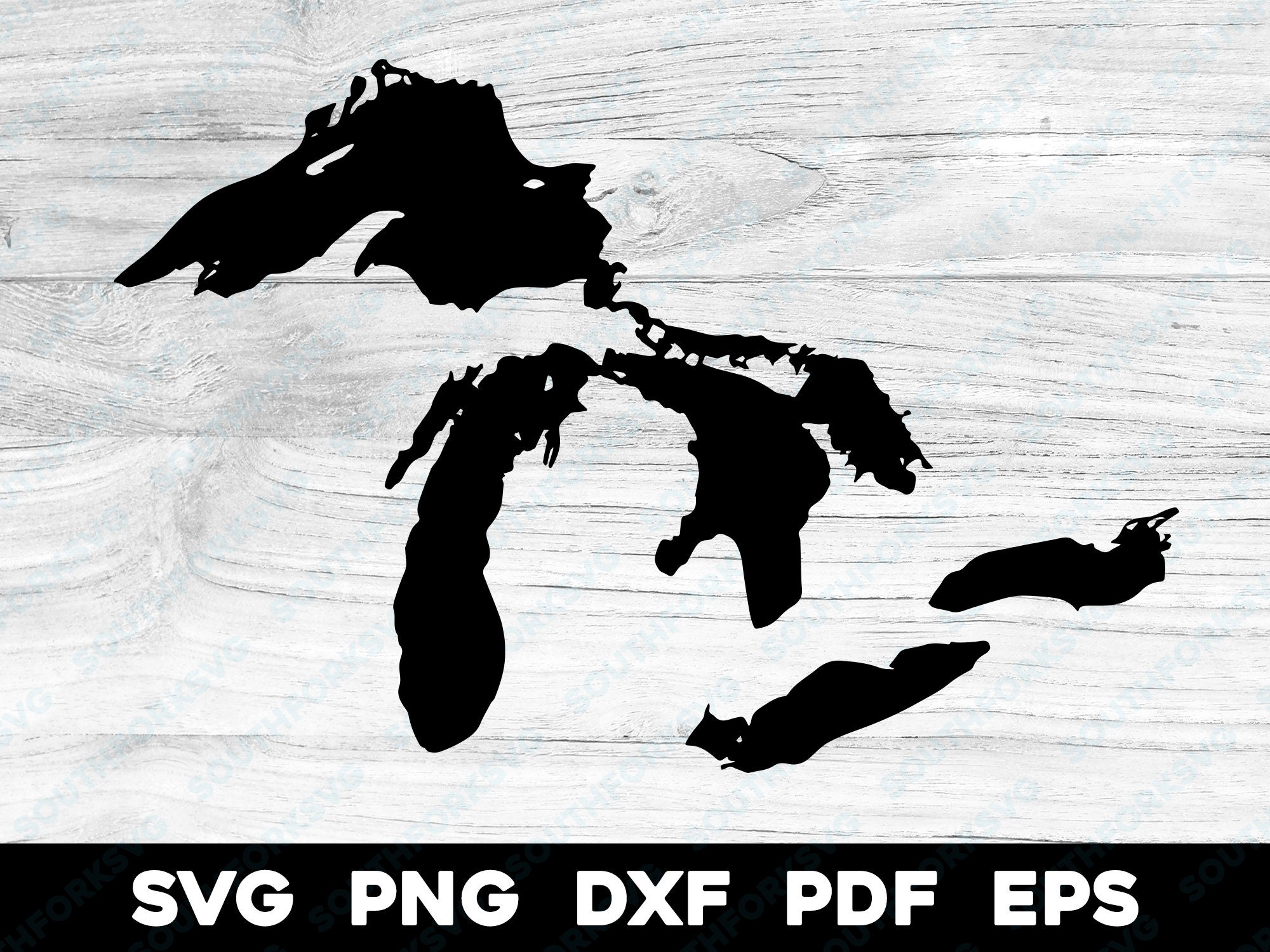 Simple Great Lakes With Islands Map Shape Silhouette | Svg Png Dxf Pdf ...