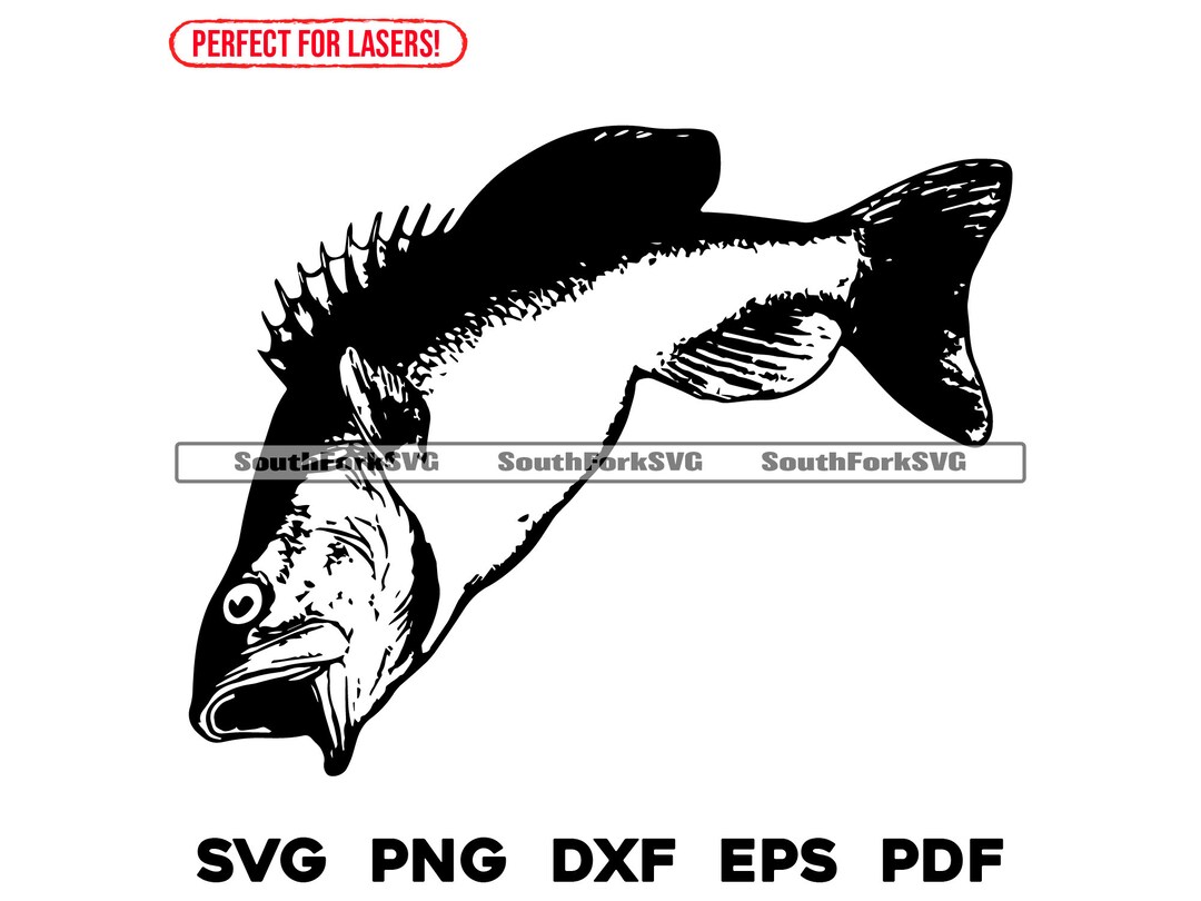 Largemouth Bass Design Files Svg Png Dxf Eps Pdf Laser Engrave Cut ...