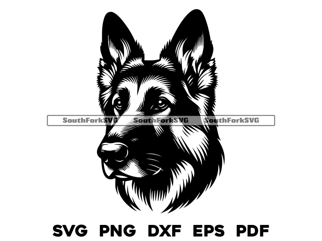 German Shepherd Head Design | Svg Png Dxf Eps Pdf | Vector Graphic Cut ...