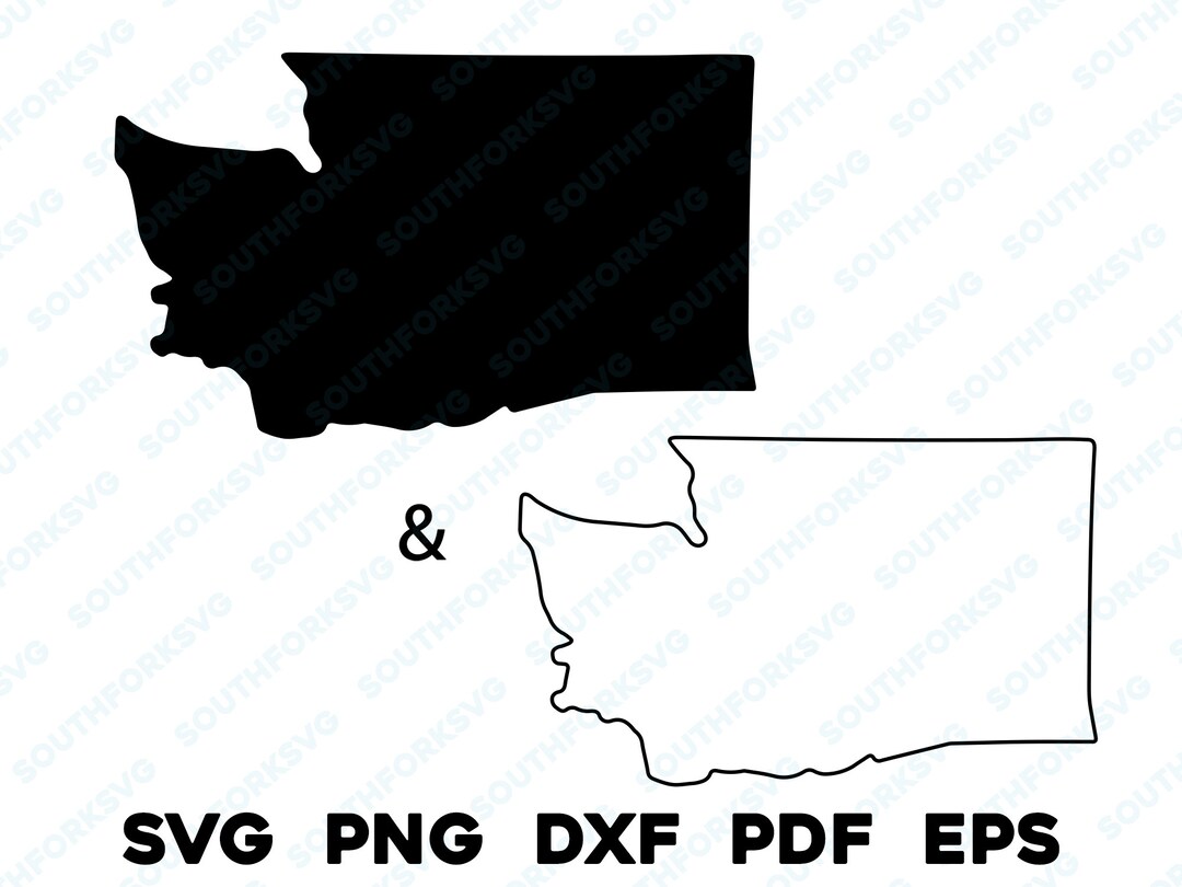 Simple Washington State Silhouette & Outline Shapes Svg Png Dxf Pdf Eps ...