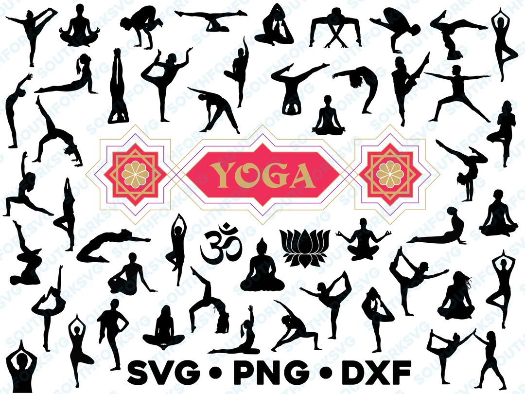50 Yoga Designs Bundle SVG PNG DXF Digital Vector Graphic Design Cut ...