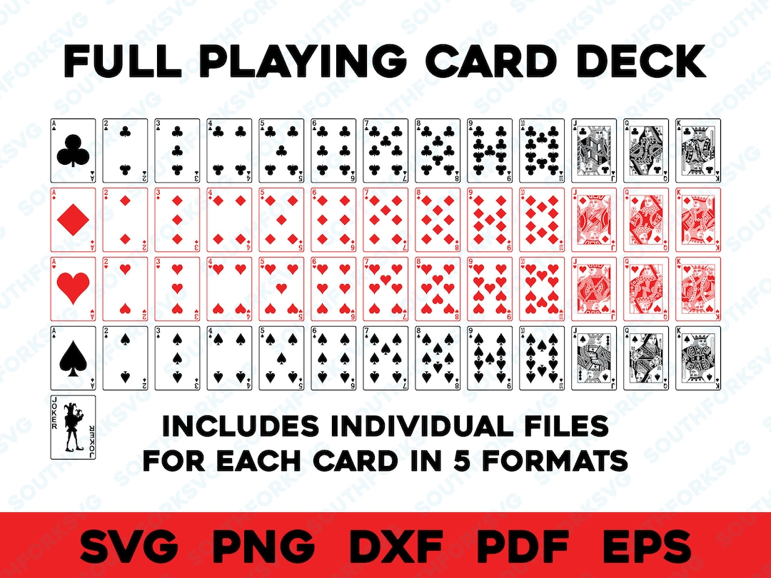 Full Playing Cards Deck Svg Png Dxf Eps Pdf Bundle Transparent Cut File ...