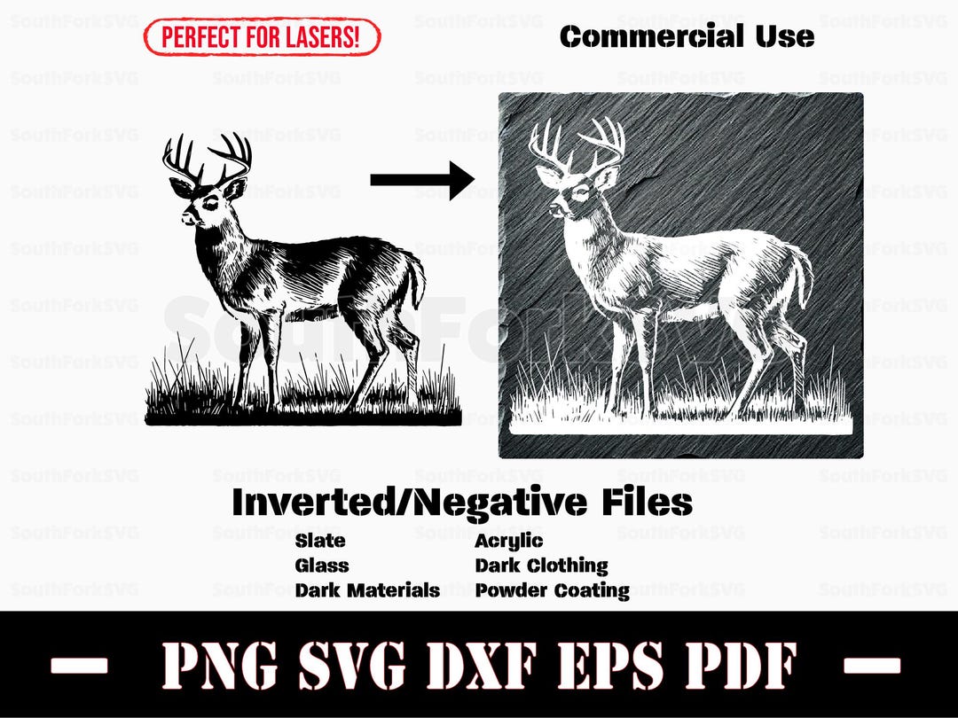 Inverted White Tail Deer Buck Svg Png Dxf Eps Pdf Vector Graphic Cut ...