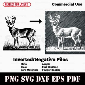 Inverted White Tail Deer Buck Svg Png Dxf Eps Pdf Vector Graphic Cut ...