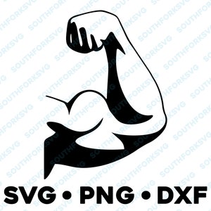 Bicep SVG PNG DXF Bodybuilder Bodybuilding Weightlifting Bundle ...