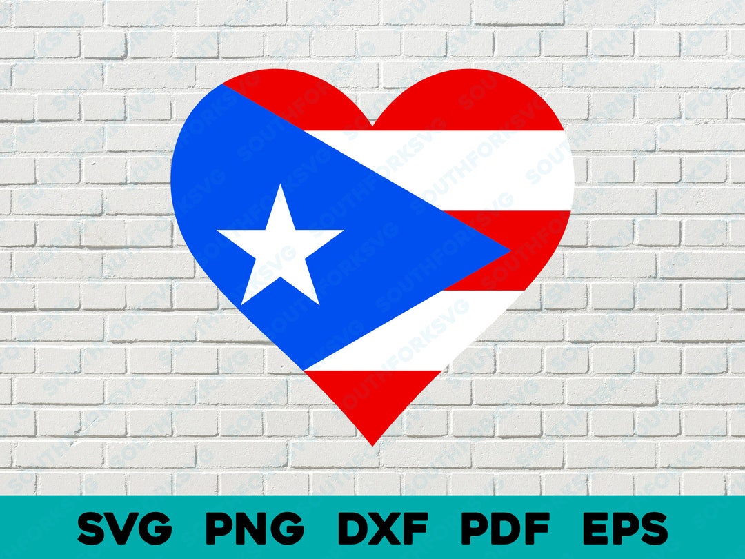 Puerto Rico Flag Heart Svg Png Dxf Eps Pdf Vector Graphic Design ...