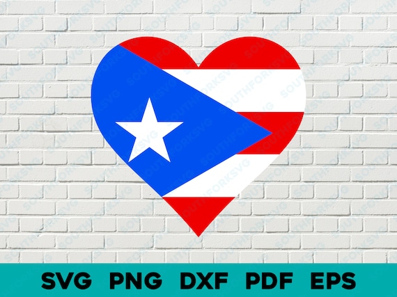 Puerto Rico Flag Heart Svg Png Dxf Eps Pdf Vector Graphic - Etsy