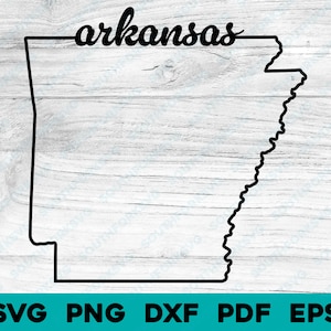 Arkansas State Outline With Cursive Script | Svg Png Dxf Eps Pdf ...