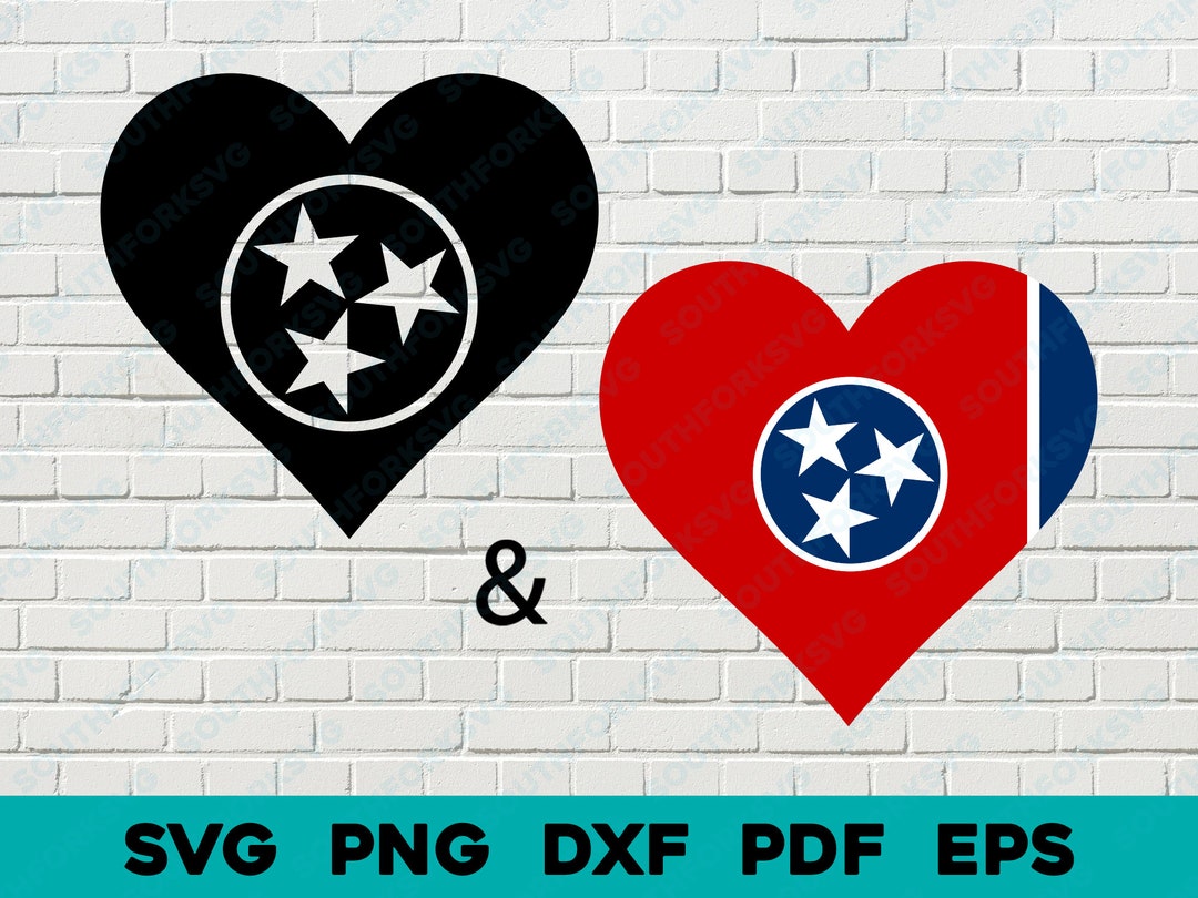 Tennessee State Flag Heart Svg Png Dxf Eps Pdf Vector Graphic Design ...