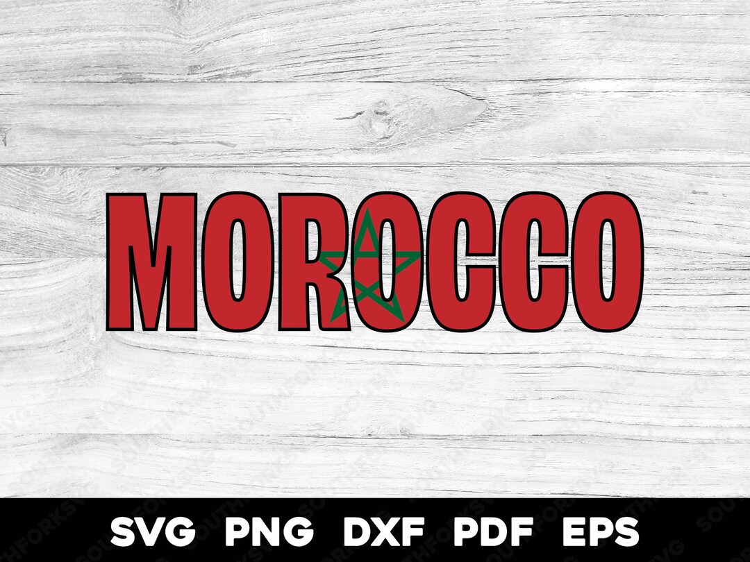 Morocco Moroccan Flag Name Design | Svg Png Dxf Eps Pdf | Vector ...