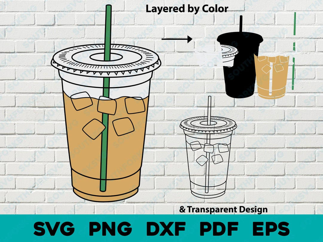 Iced Coffee Svg Png Dxf Pdf Eps Layered by Color Cut File Clip Art ...
