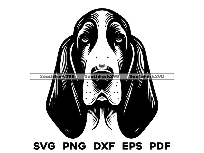 Basset Hound Dog Head Design Svg Png Dxf Eps Pdf Vector - Etsy