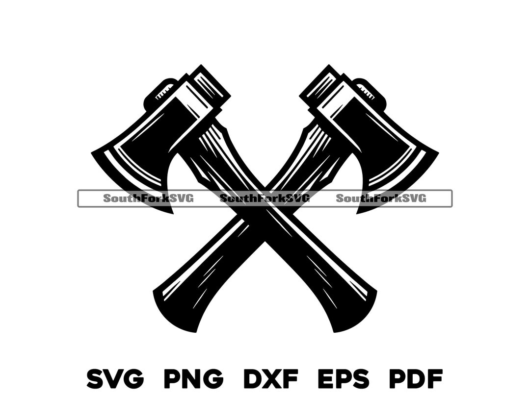 Crossed Hatchets | Svg Png Dxf Eps Pdf | Vector Graphic Cut File Laser ...