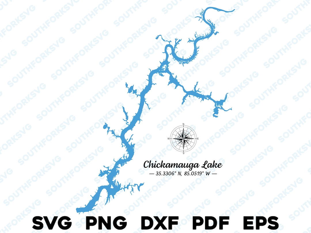 Chickamauga Lake Tennessee Map Shape Silhouette Svg Png Dxf Pdf Eps ...