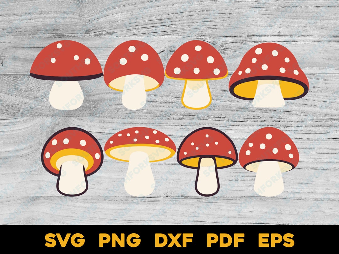 Mushrooms Bundle, Layered by Color Svg Png Dxf Eps Pdf Vector Graphic ...
