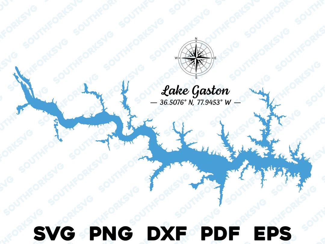 Lake Gaston North Carolina Map Shape Outline Silhouette Svg Png Dxf Pdf ...