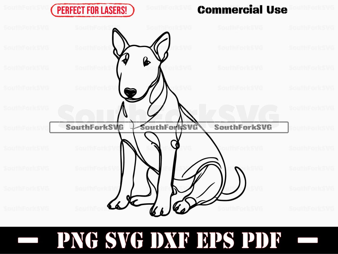 Bull Terrier Dog Line Art | Svg Png Dxf Eps Pdf | Vector Graphic Cut ...