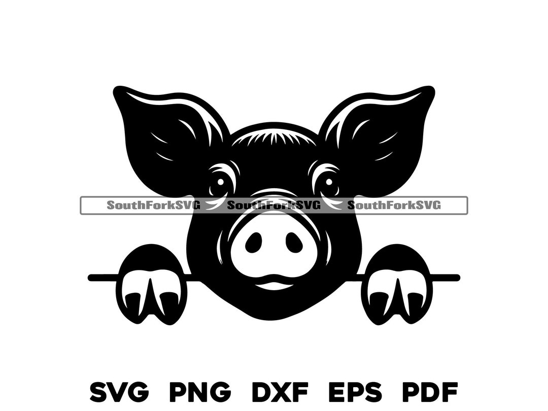Pig Peeking Design Svg Png Dxf Eps Pdf Laser Engrave Cut Print File ...