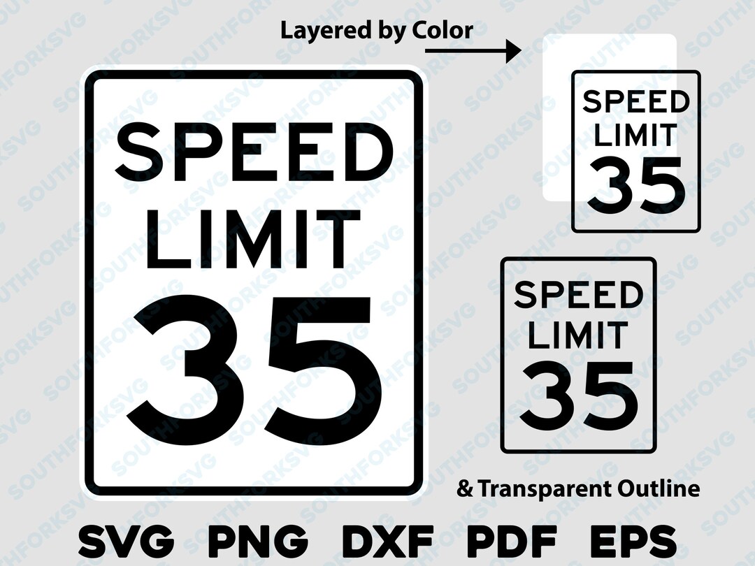 Speed Limit 35 Sign Logo Symbol Svg Png Dxf Eps Pdf Layered by Color ...