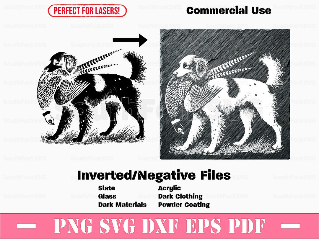 Inverted Brittany Spaniel Pheasant Svg Png Dxf Eps Pdf | Vector Cut ...