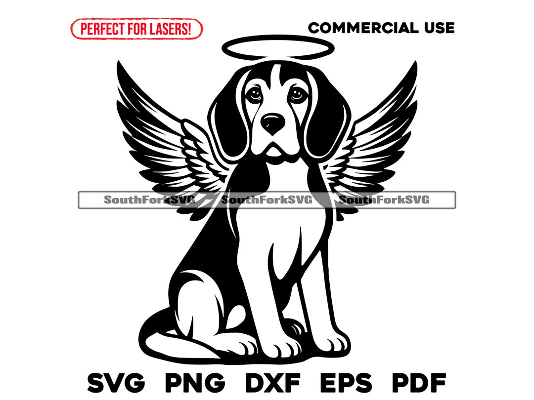 Beagle Angel Wings & Halo | Svg Png Dxf Eps Pdf | Vector Graphic Cut ...