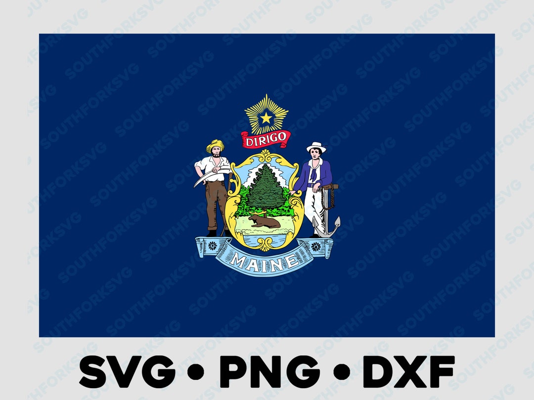 Maine State Flag Svg Png Dxf Vector Graphic Design Digital File U.S. 50 ...
