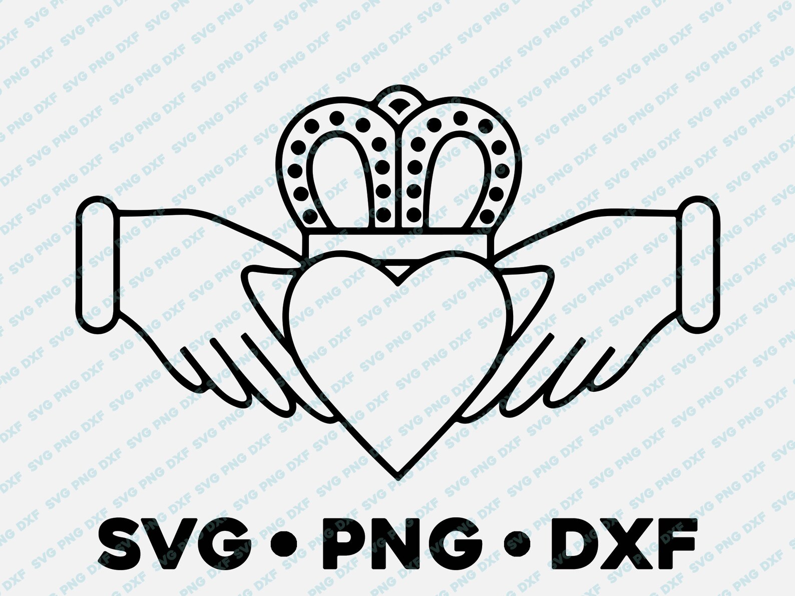 Claddagh Irish SVG Love Friendship Marriage Faith PNG DXF Vector ...